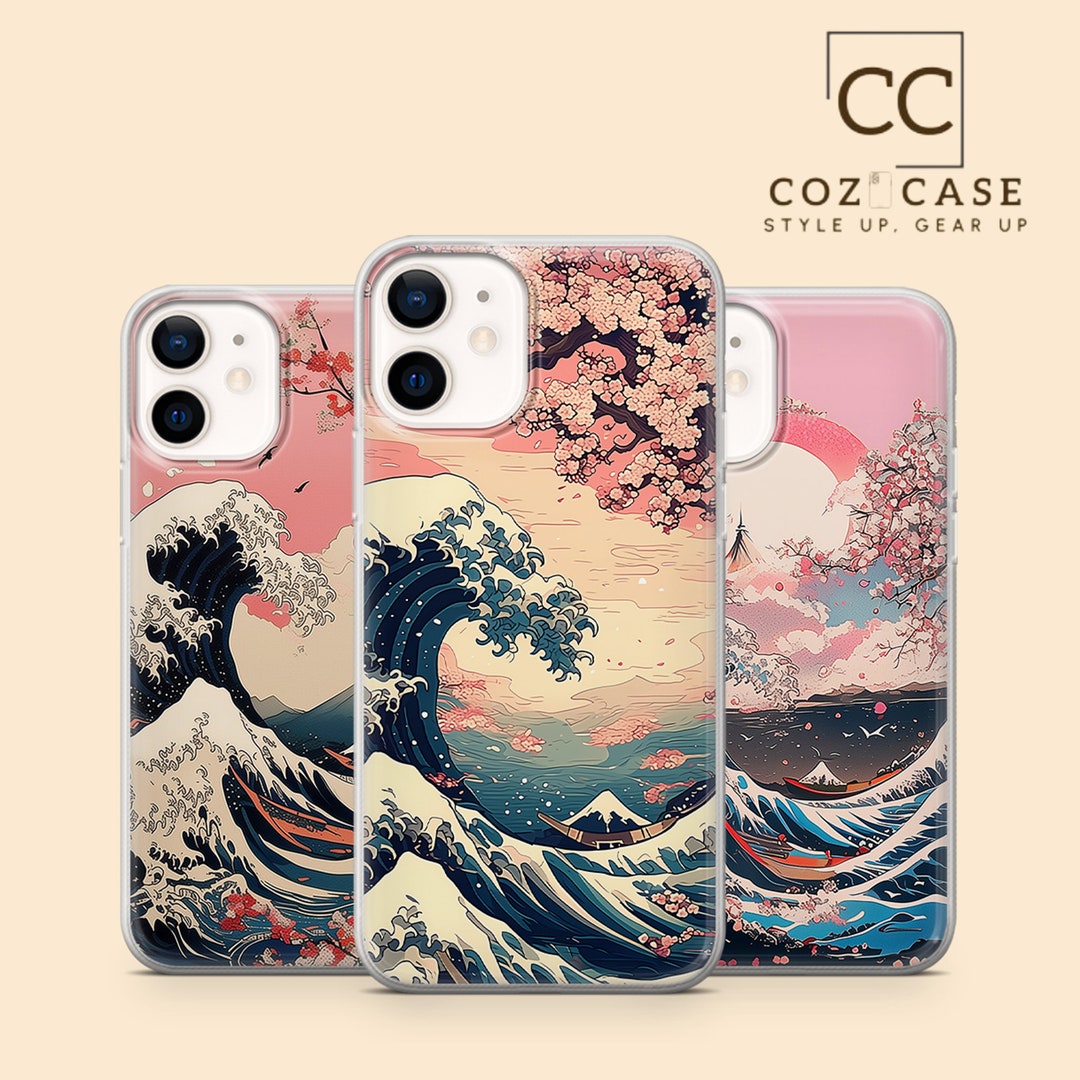 Japanese Wave Phone Case Kanagawa Wave Cover for iPhone 15 Pro Max Plus ...