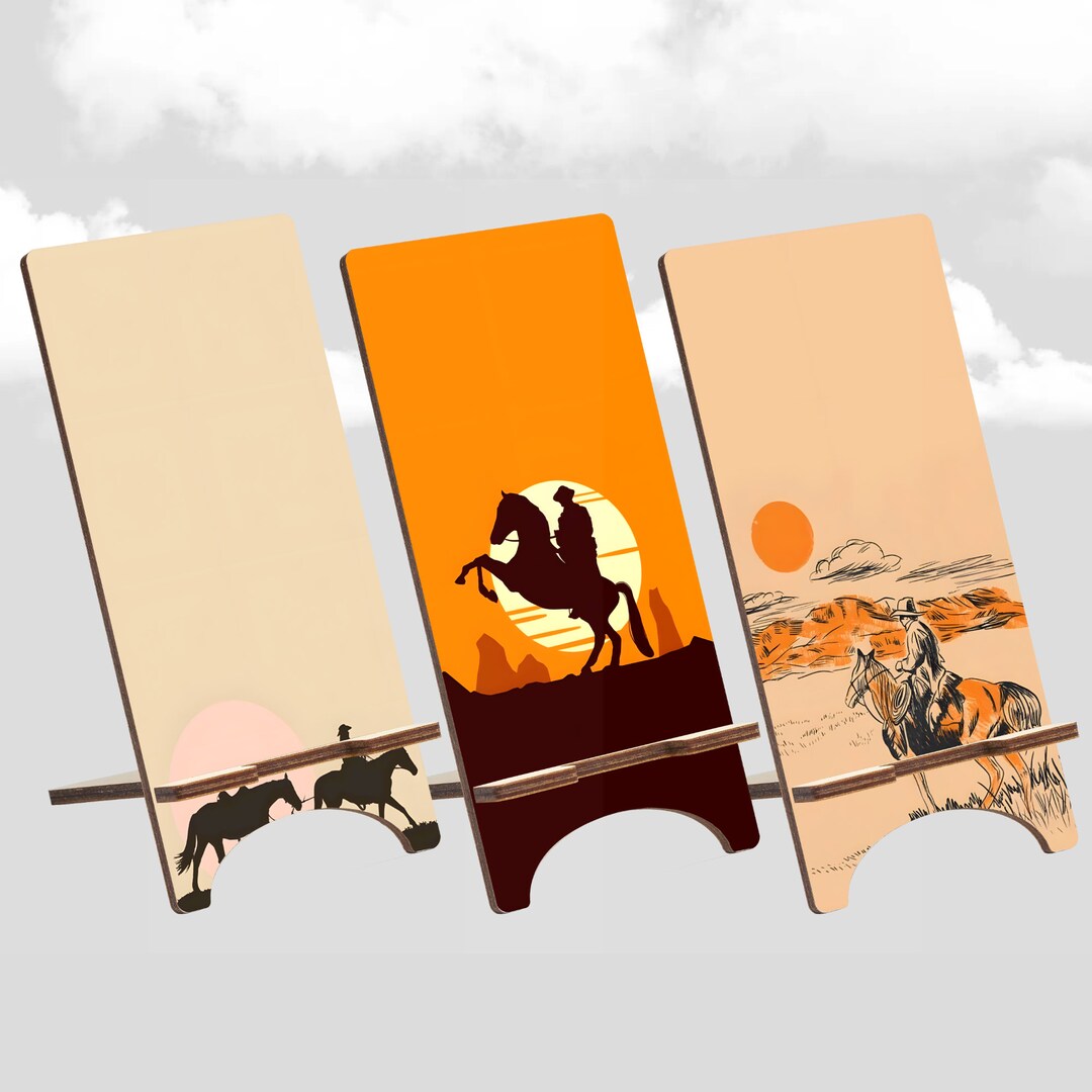 Western Style Wood Phone Stand, Ranch Holder for iPhone 14 13 12 11 Pro ...