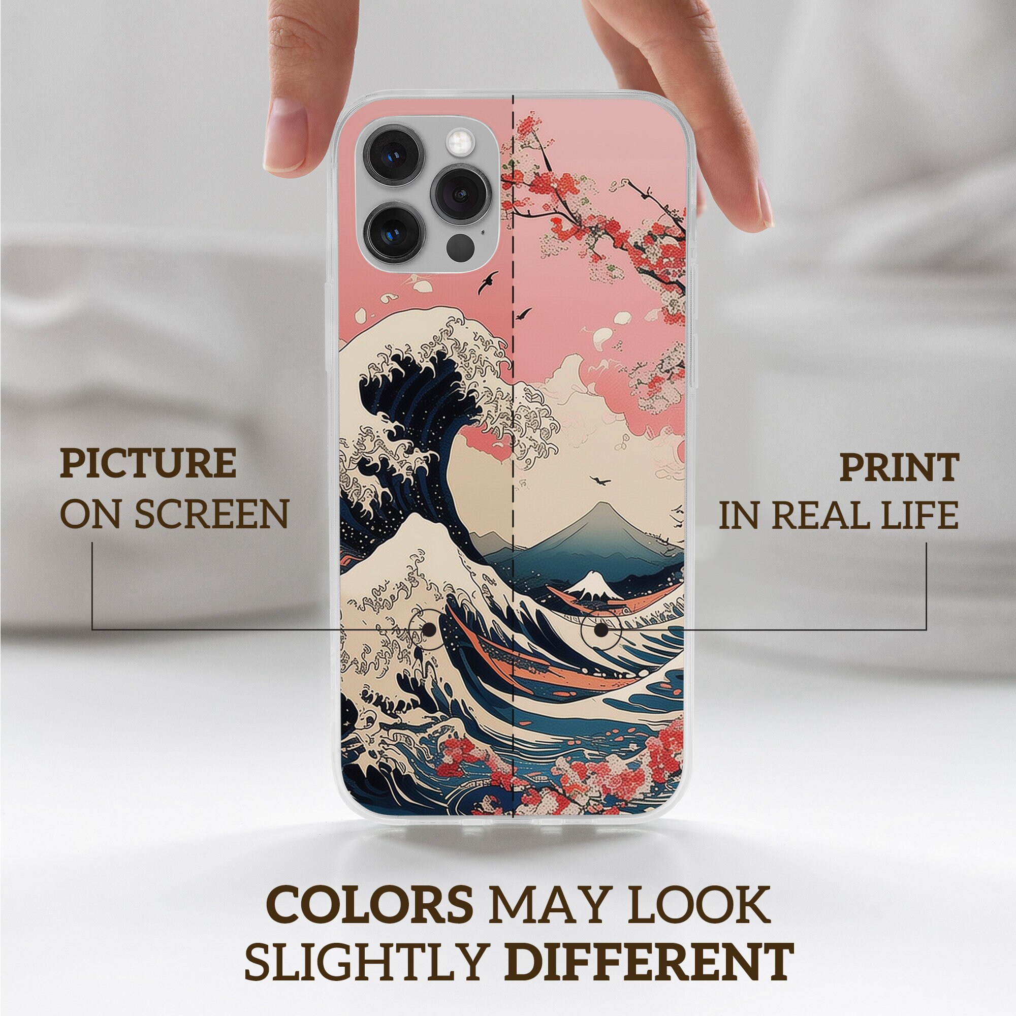 Japanese Wave Phone Case Kanagawa Wave Cover for iPhone 15 Pro Max Plus ...