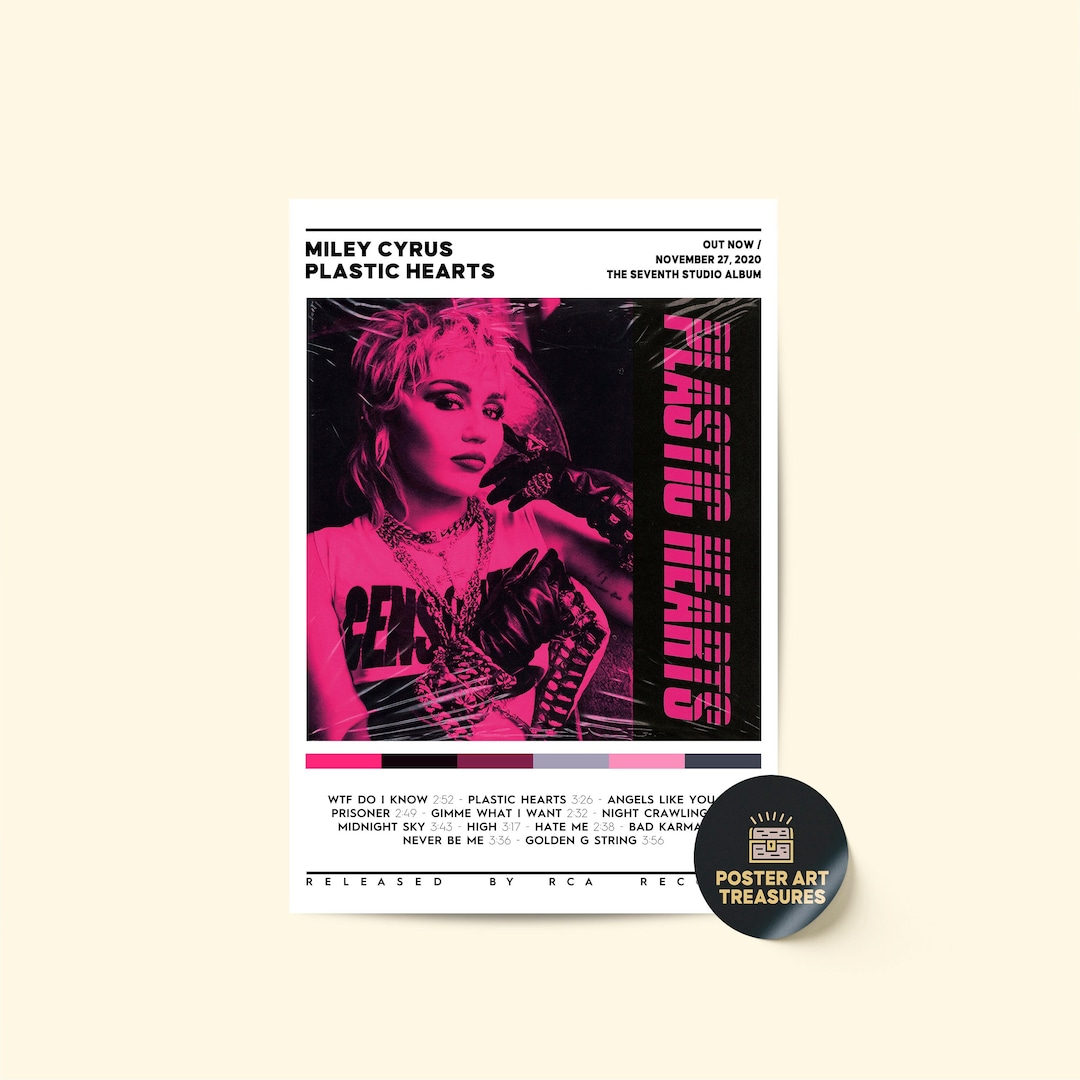 Miley Cyrus Plastic Hearts Album Poster / Album Tracklist Poster / 3 ...