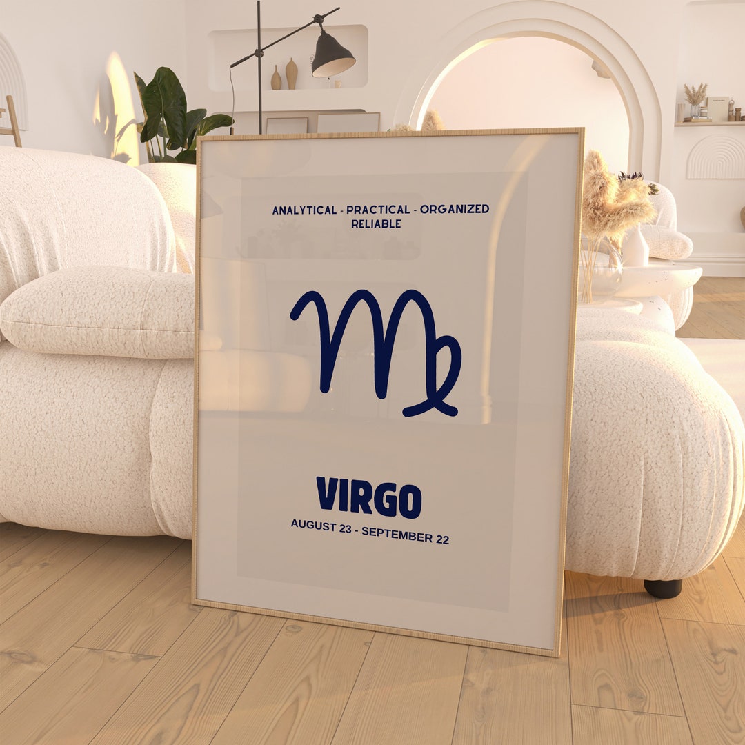 Virgo Zodiac Poster Detailed Earth Sign Art for Home & Office Elegant ...