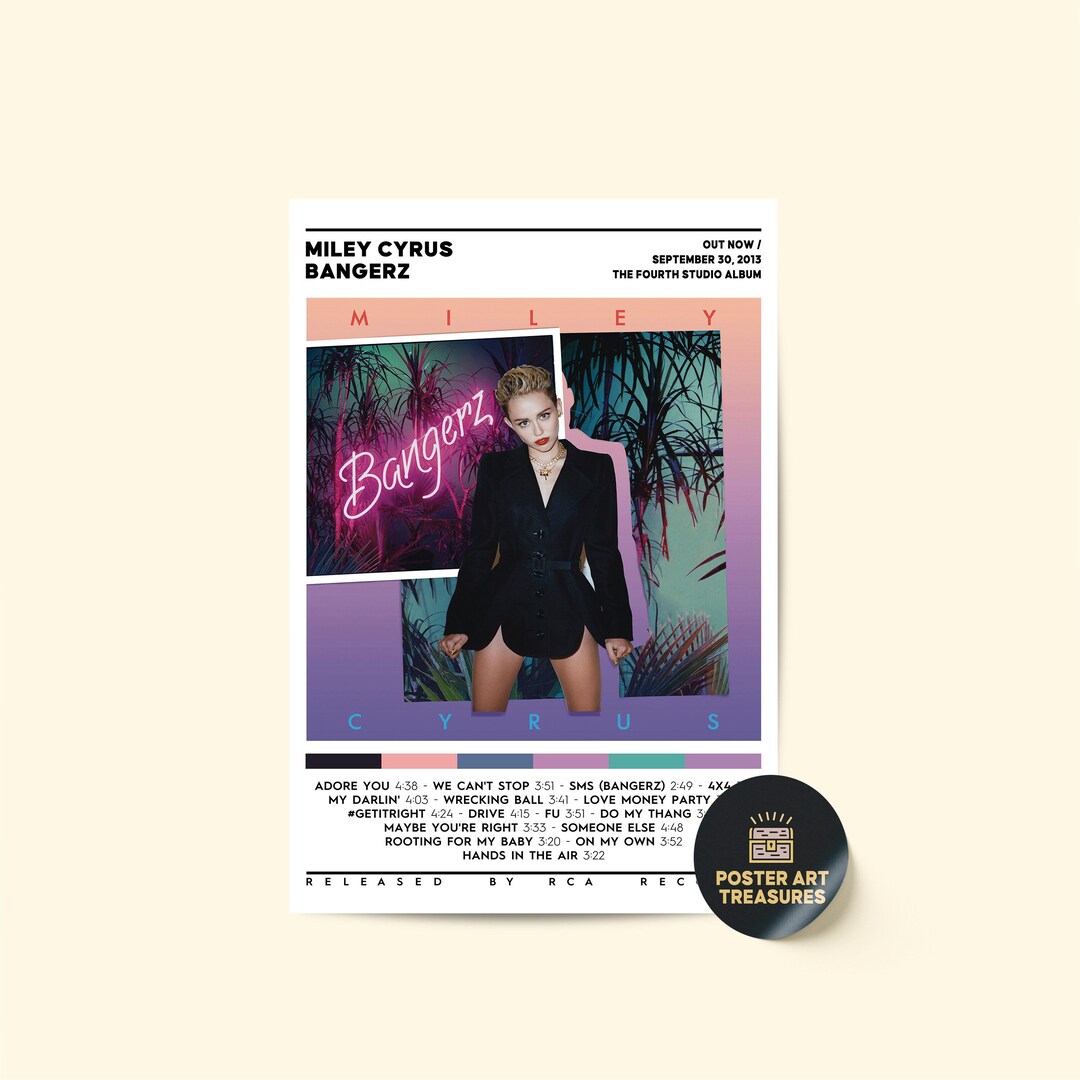 Miley Cyrus Bangerz Album Poster Album Tracklist Poster 3 Colors 1