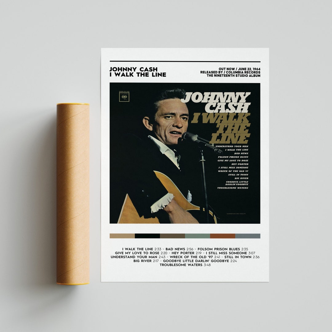 Johnny Cash I Walk the Line Cover Poster / Album Poster / Wall Art ...