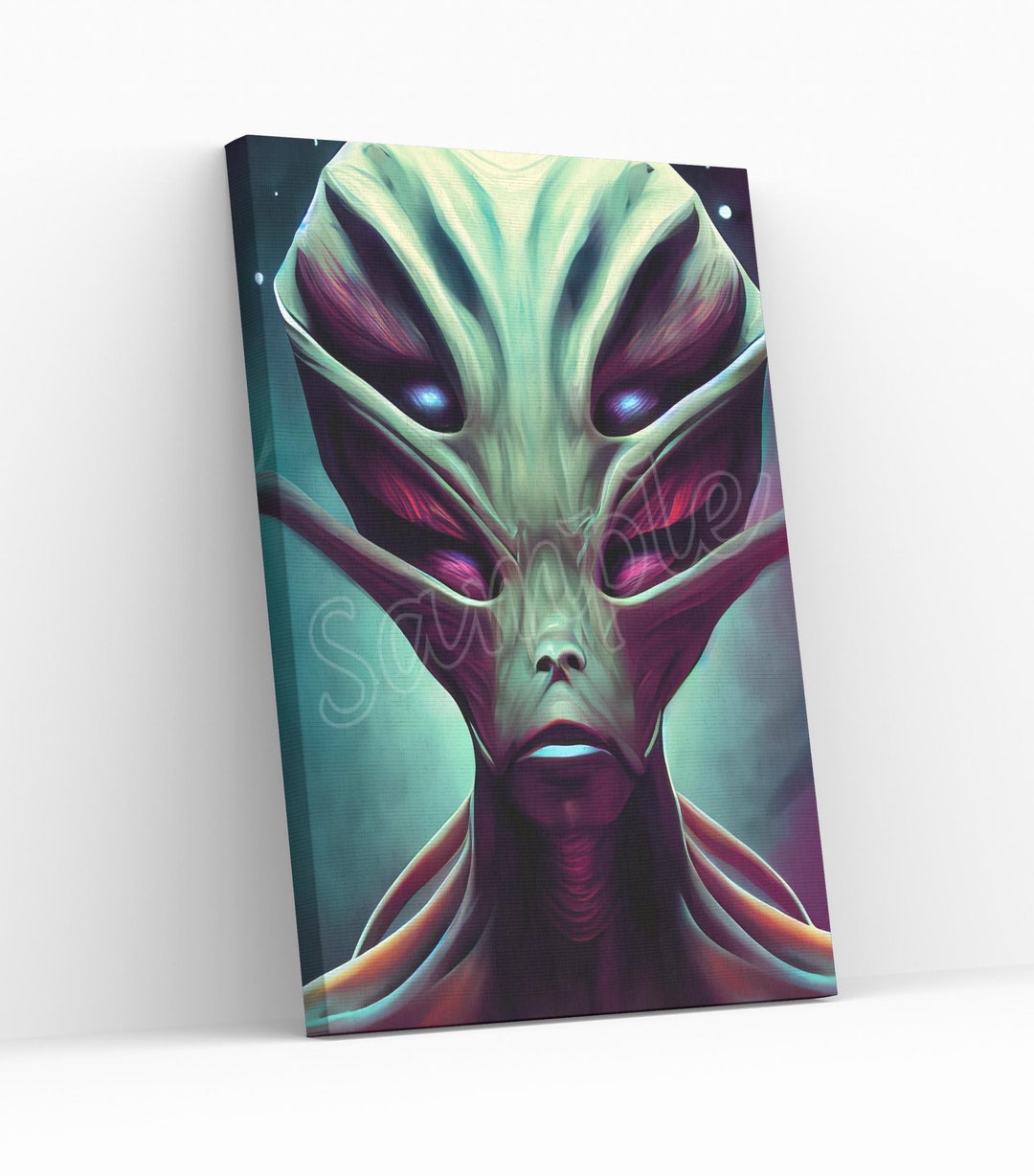 Abstract Wall Art Digital Art Canvas Print Alien Wall Decor Games Room ...