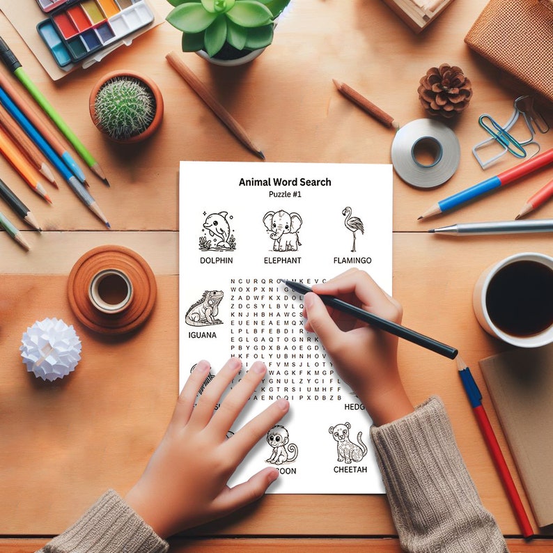 100 Animal Word Search Puzzle , Instant Download , Printable A4 Size ...