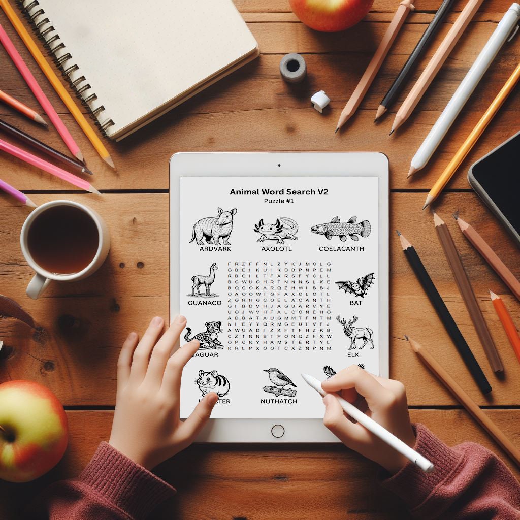 100 Animal Word Search Puzzle V2 , Instant Download , Printable A4 Size ...