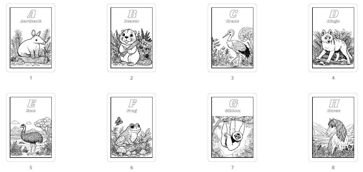 Kids Coloring Page A-Z Animals #2 , 26 Pages for Little Artist - Etsy