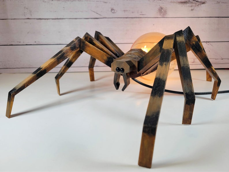 Spider Lamp | Wood Table Lamp / Wall Lamp / Sconce | Handcrafted ...
