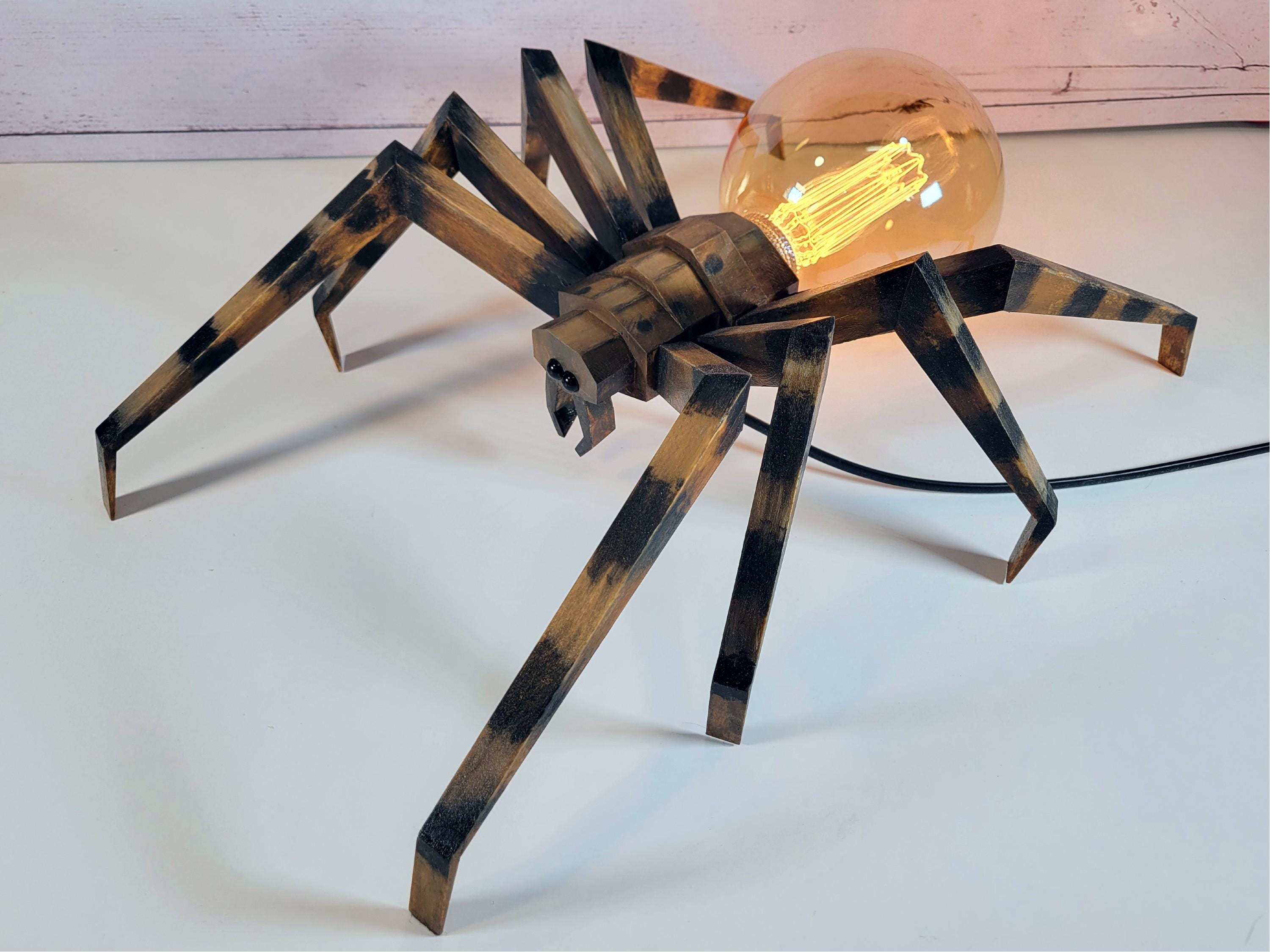 Spider Lamp | Wood Table Lamp / Wall Lamp / Sconce | Handcrafted ...