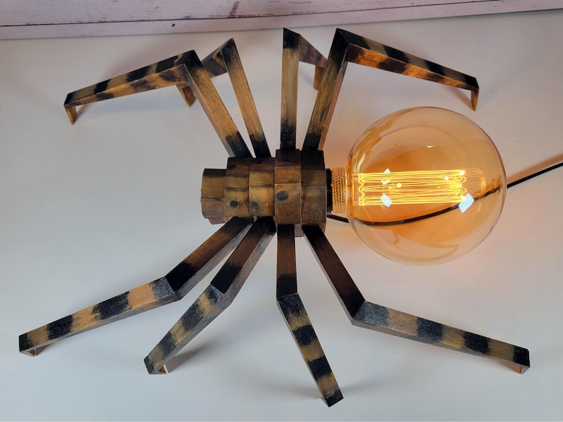 Spider Lamp | Wood Table Lamp / Wall Lamp / Sconce | Handcrafted ...