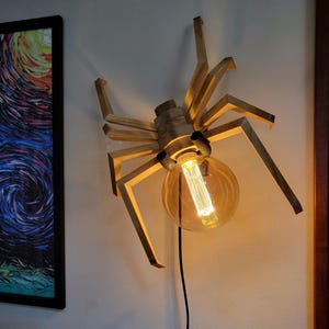 Spider Lamp Wood Table Lamp / Wall Lamp / Sconce Handcrafted, Original ...