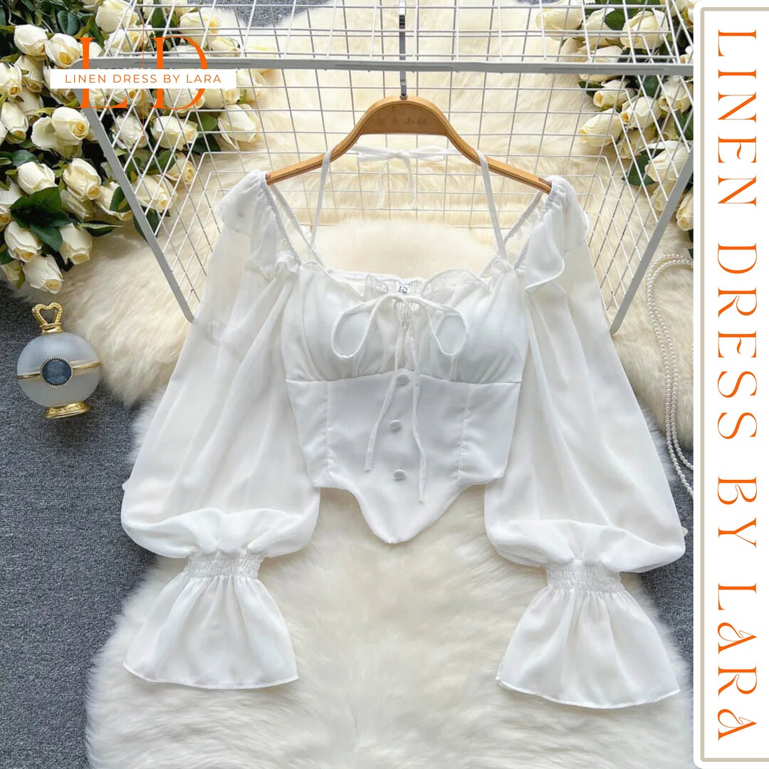 Renaissance Victorian Puff Sleeve Blouse, Peasant Medieval Dress Corset ...