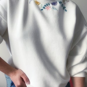Hand Embroidered Floral Sweatshirt - Etsy