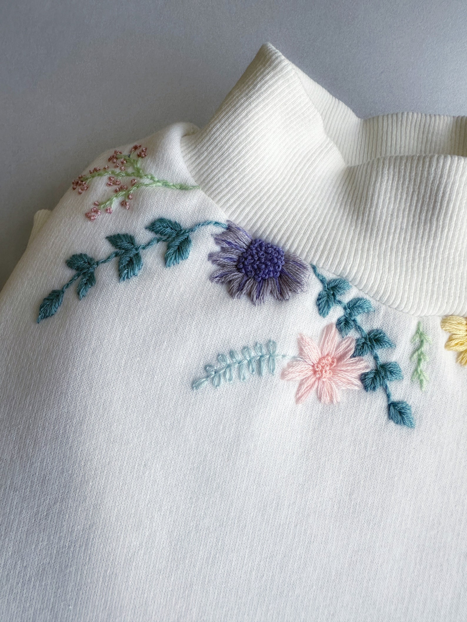 Hand Embroidered Floral Sweatshirt - Etsy