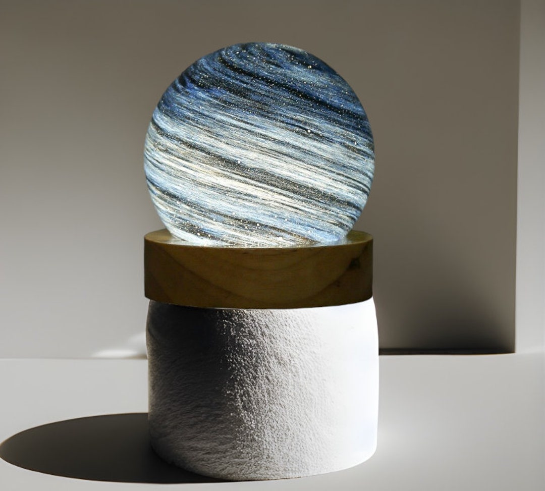 Mesmerising Starry Night Light Cosmic Crystal Bedside Lamp Glazed Glass ...
