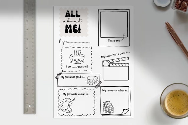 All About Me - Digital Printable Worksheet - Etsy