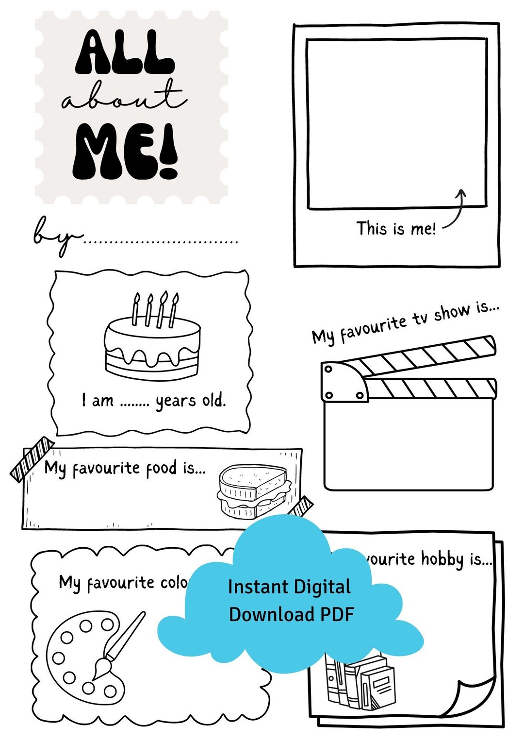 All About Me - Digital Printable Worksheet - Etsy