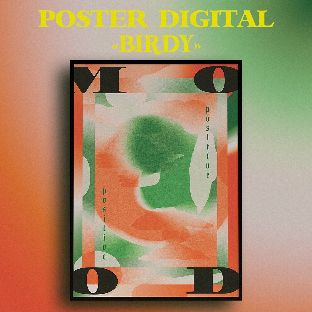 Poster Digital birdy Affiche Colorée Et Rétro Art Mural Décoration D ...