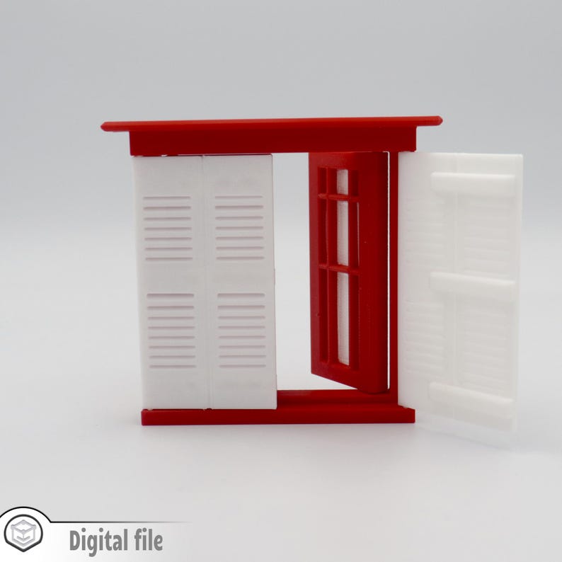 1:12 Miniature Functional Double Windows With Shutters Multi-color and ...