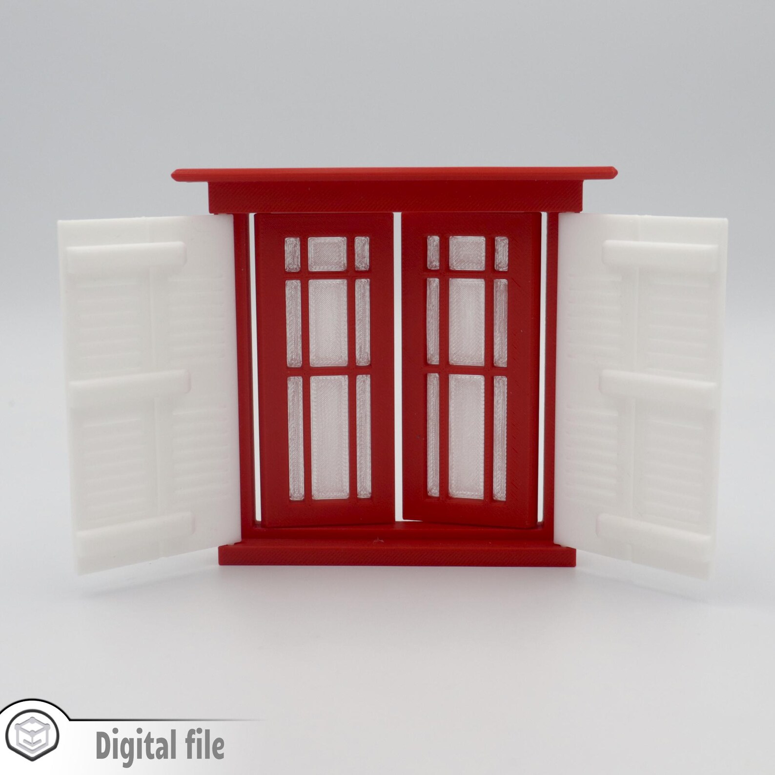 1:12 Miniature Functional Double Windows With Shutters Multi-color and ...
