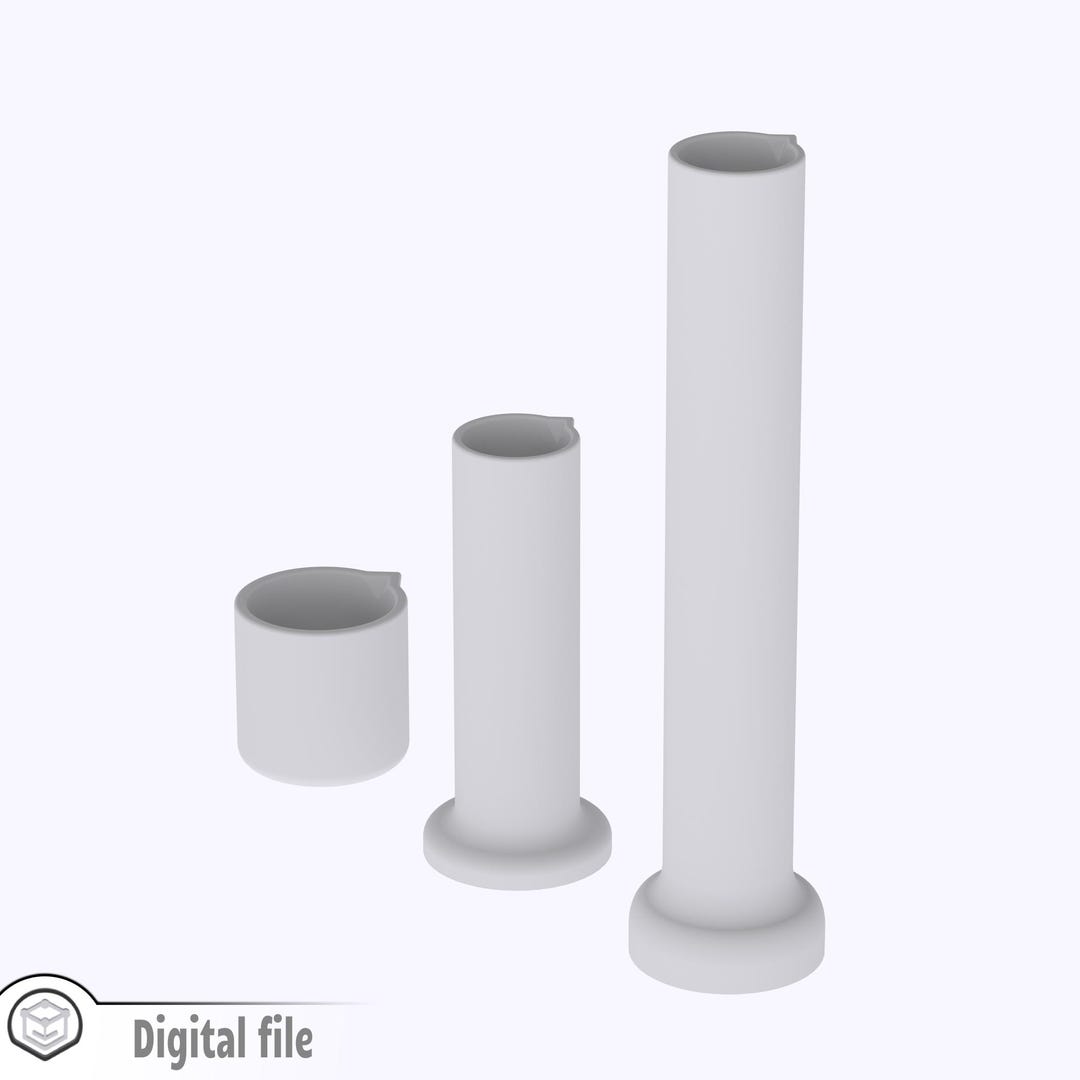 1:12 Miniature Chemistry Set of 3 Graduated Cylinders and Cup 3d Stl ...