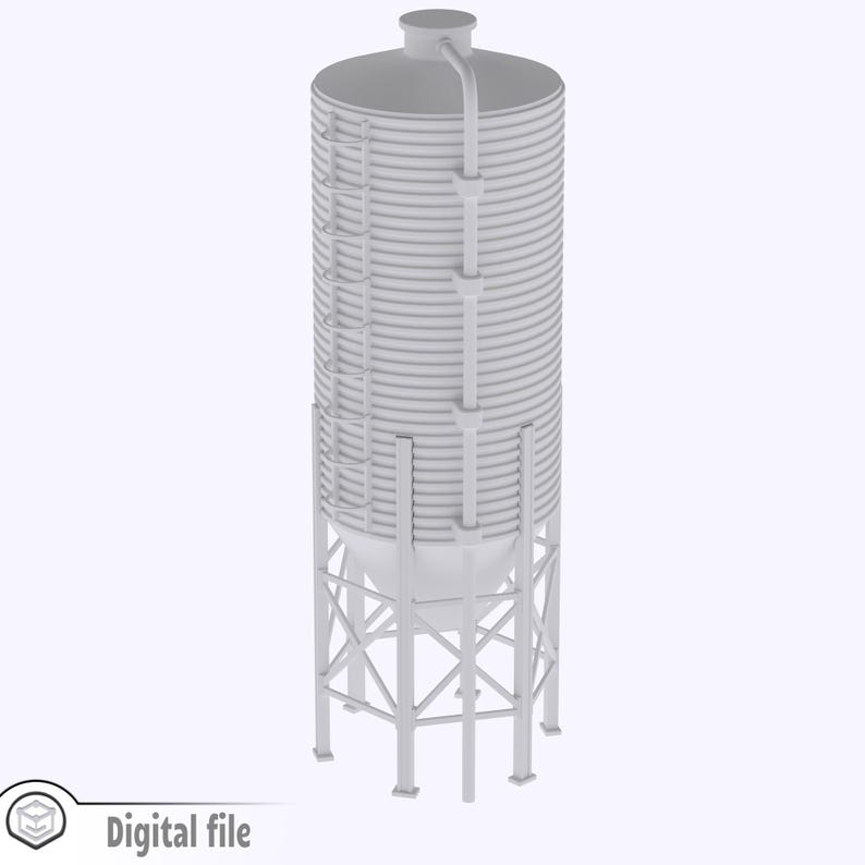 1:87 HO Agriculture Silo #2 With Metal Structure Train Model 3D Stl ...