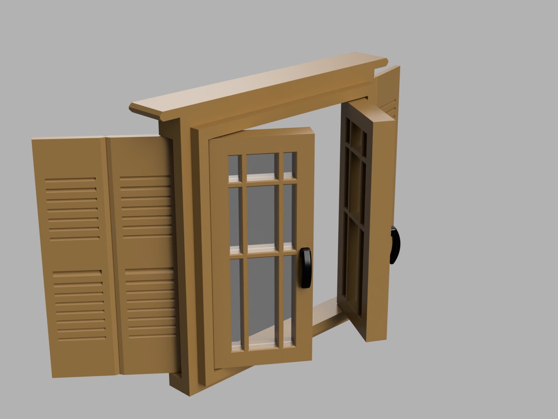 1:12 Miniature Functional Double Windows With Shutters Multi-color and ...