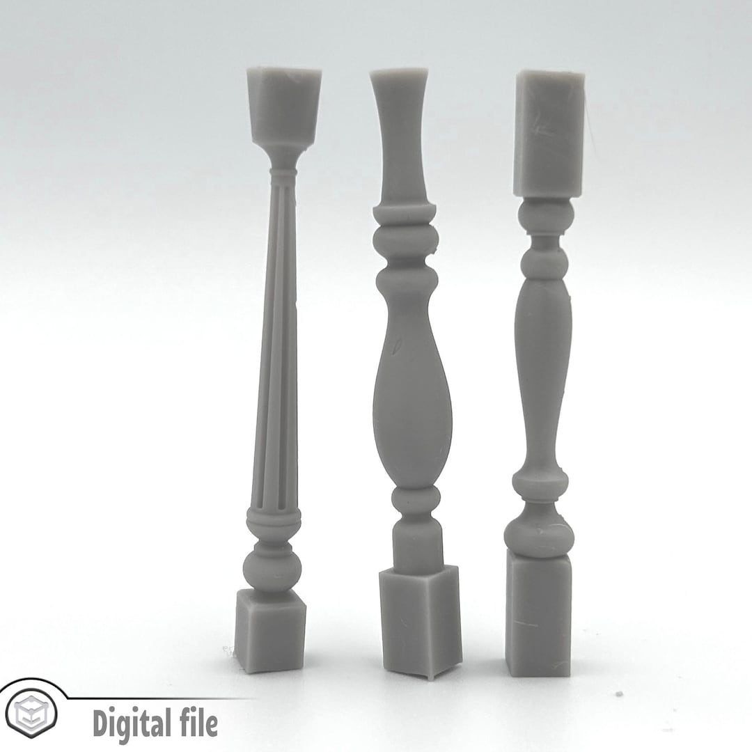 1:12 Miniature Set of 3 Balusters 3d Stl File - Etsy