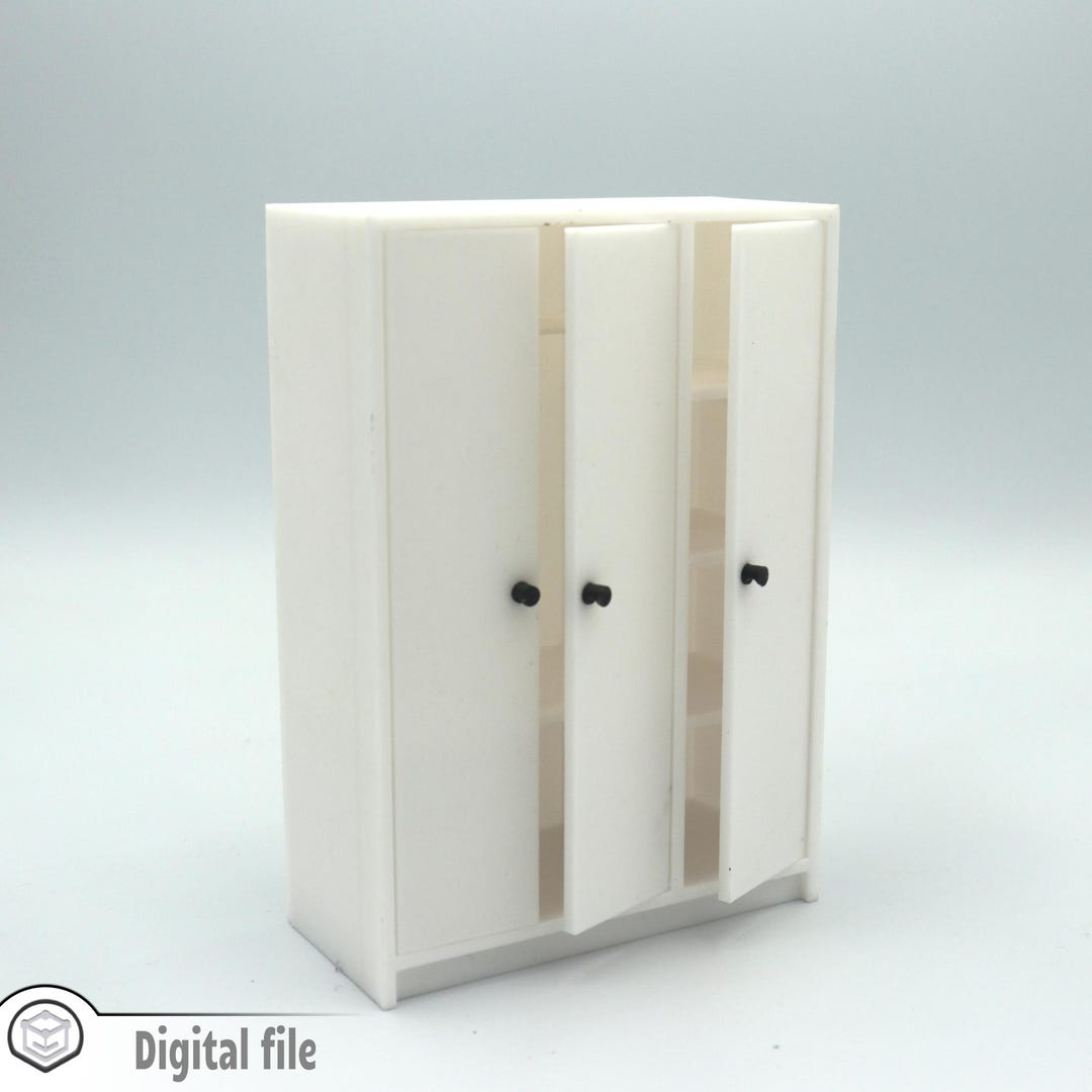 1:12 Miniature Simple Wardrobe With Functional Doors and Hanger Support ...