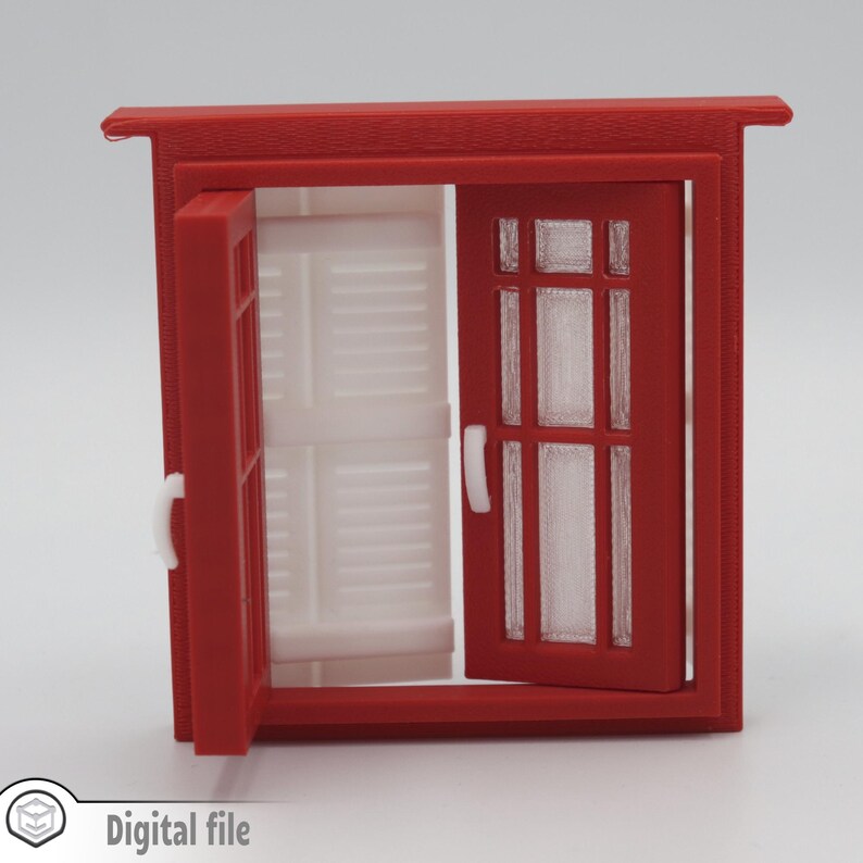 1:12 Miniature Functional Double Windows With Shutters Multi-color and ...