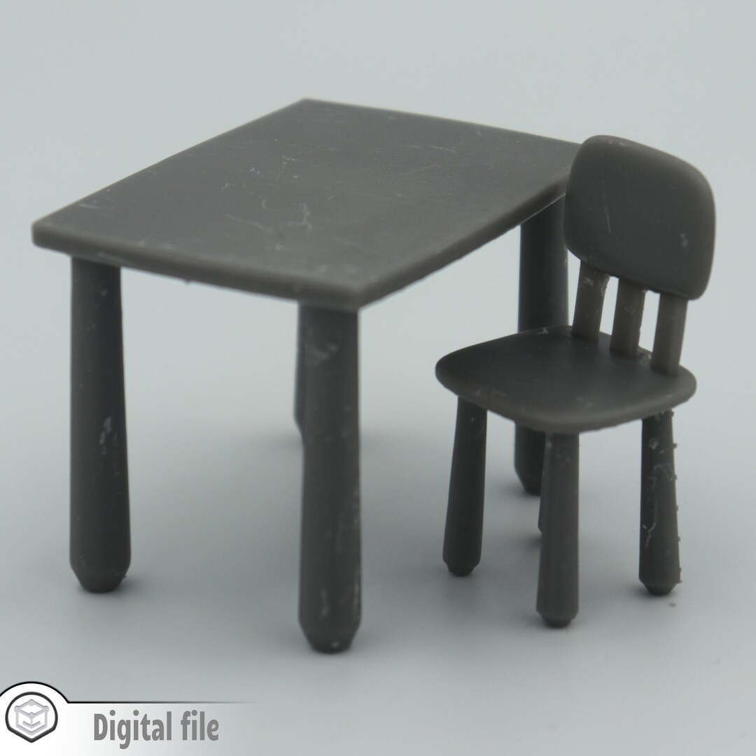 1:12 Miniature Children Table and Chair 3d Stl File - Etsy