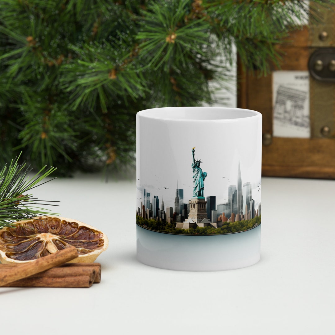 Statue of Liberty White Glossy Coffee Mug New York City Souvenir Mug ...