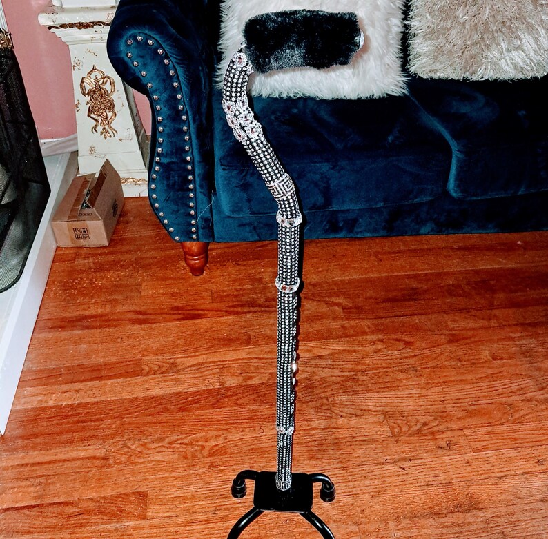 New Redesigned Bling-bling Equate Quad Walking Cane Adjustable Faux Fur ...