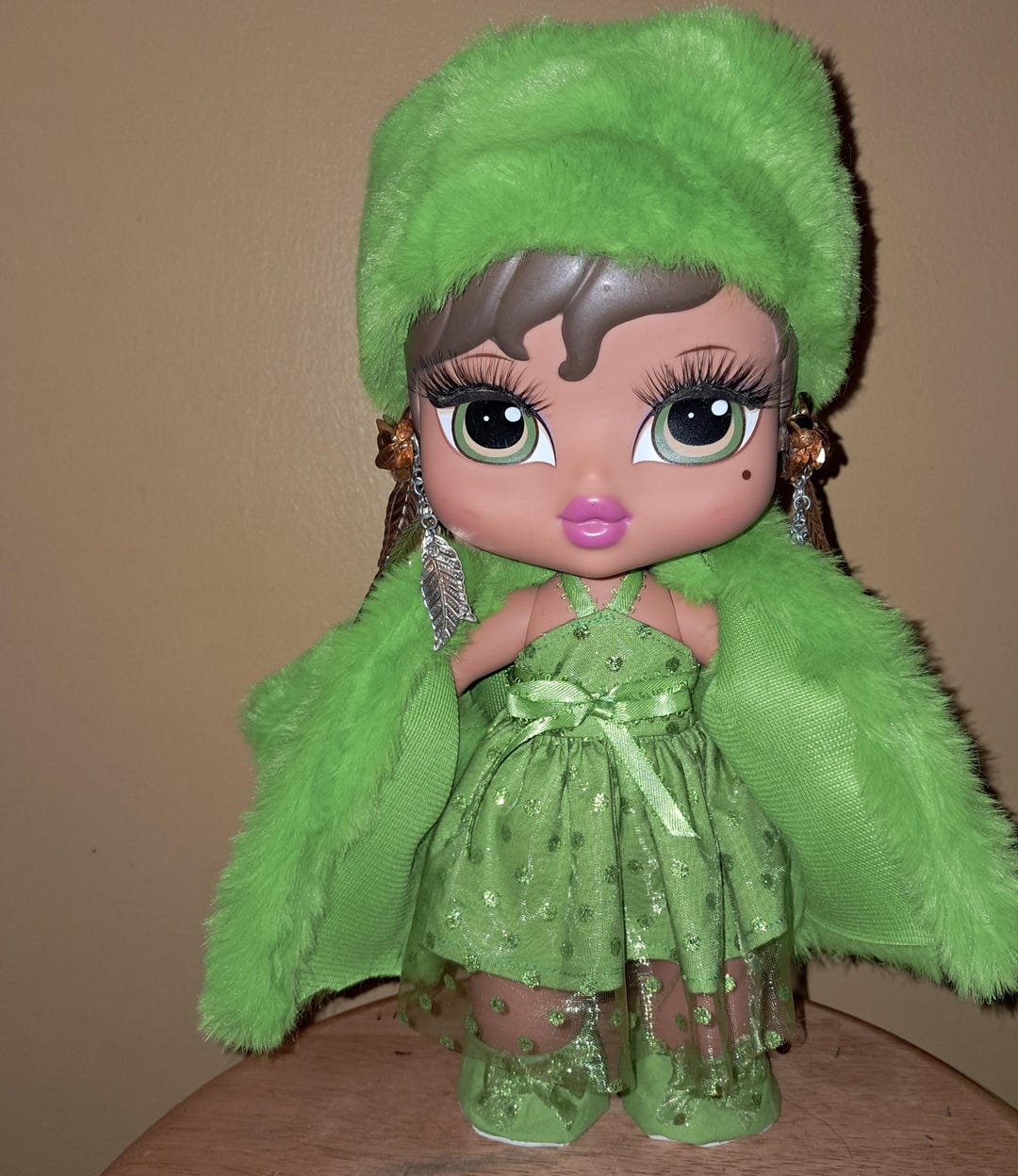 New Handmade Faux Fur Coat Set & Matching Sheer Overlay Polka Dots ...