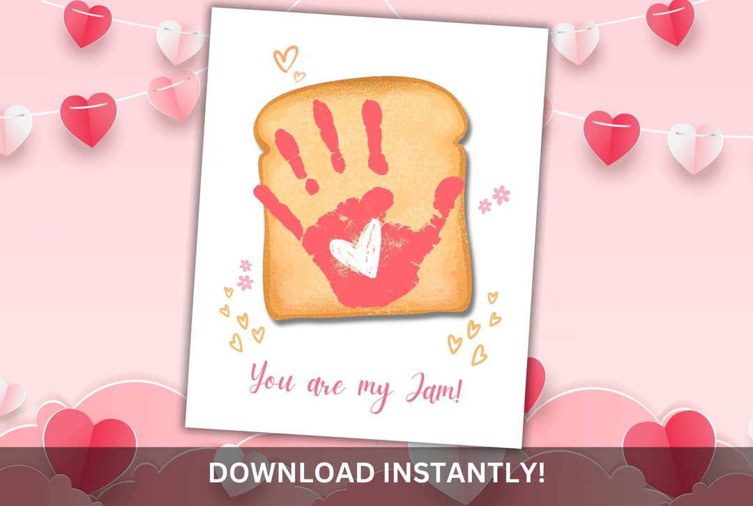 Valentines Day Handprint DIY Footprint Art You Are My Jam Funny Cute ...