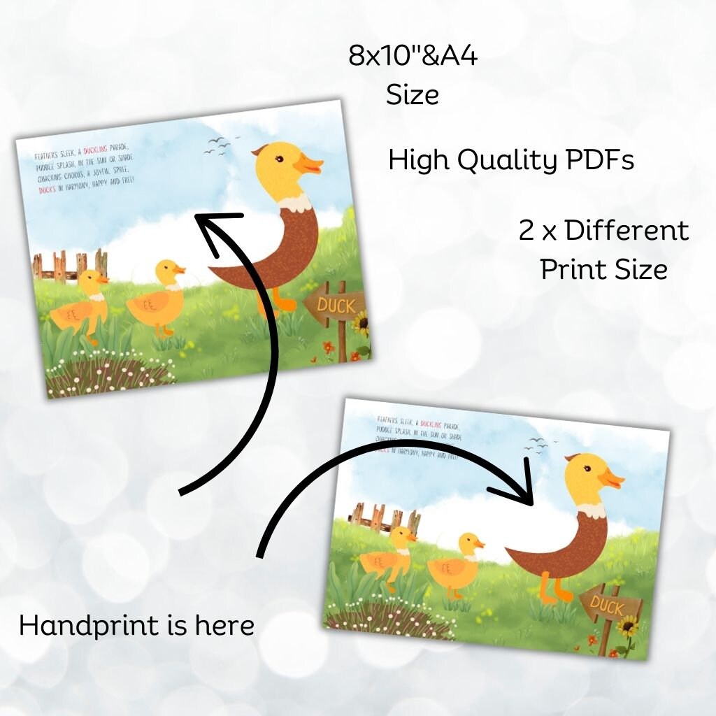 Duck Handprint DIY Activity Kids Bird Duck Handprint Poetry Farm ...
