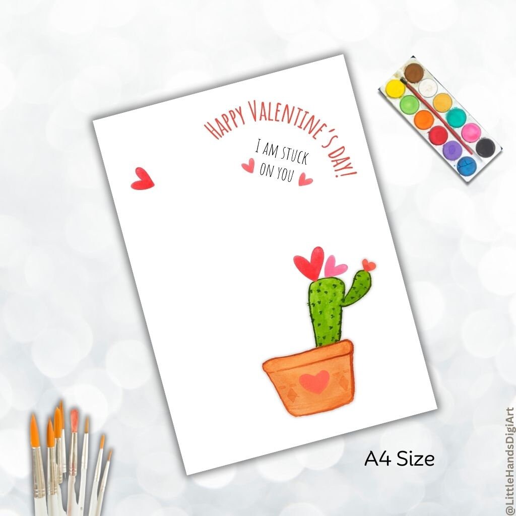 Cactus Footprint Stuck on You Valentine's Day Keepsake Handprint Cactus ...