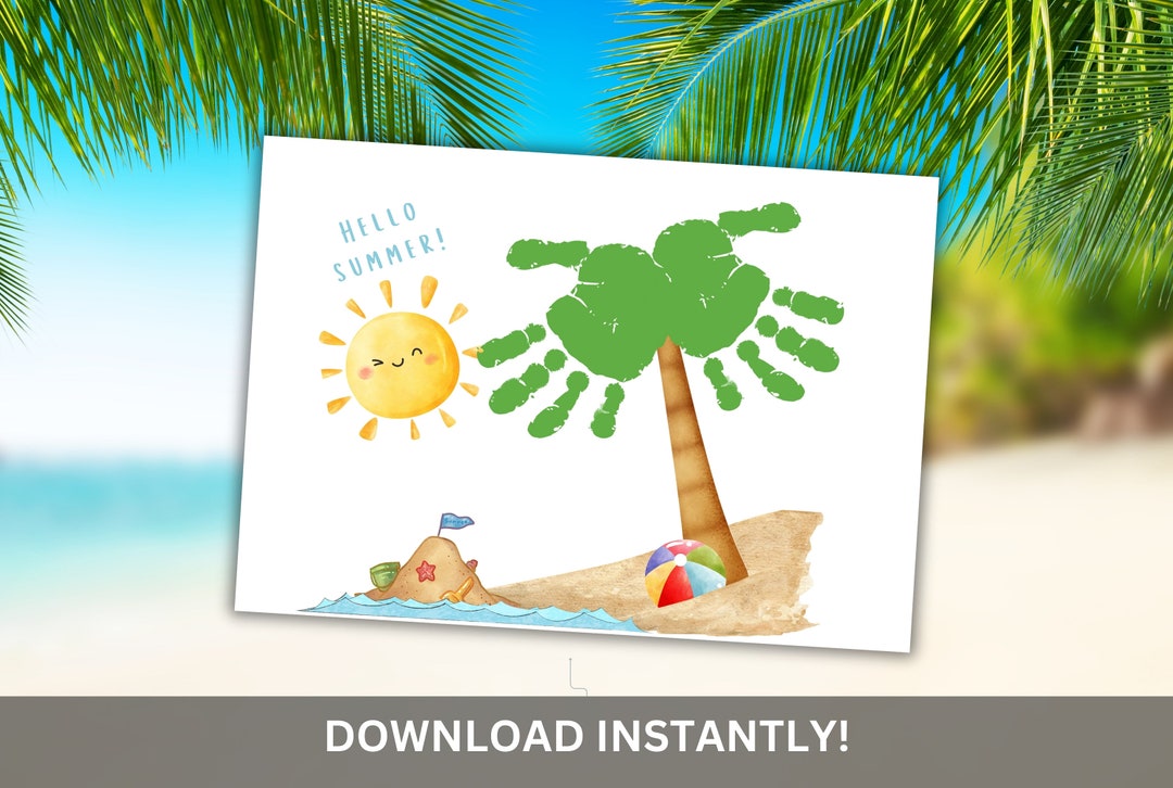 DIY Palm Tree Handprint Kids Activity Craft Printable Hello Summer ...