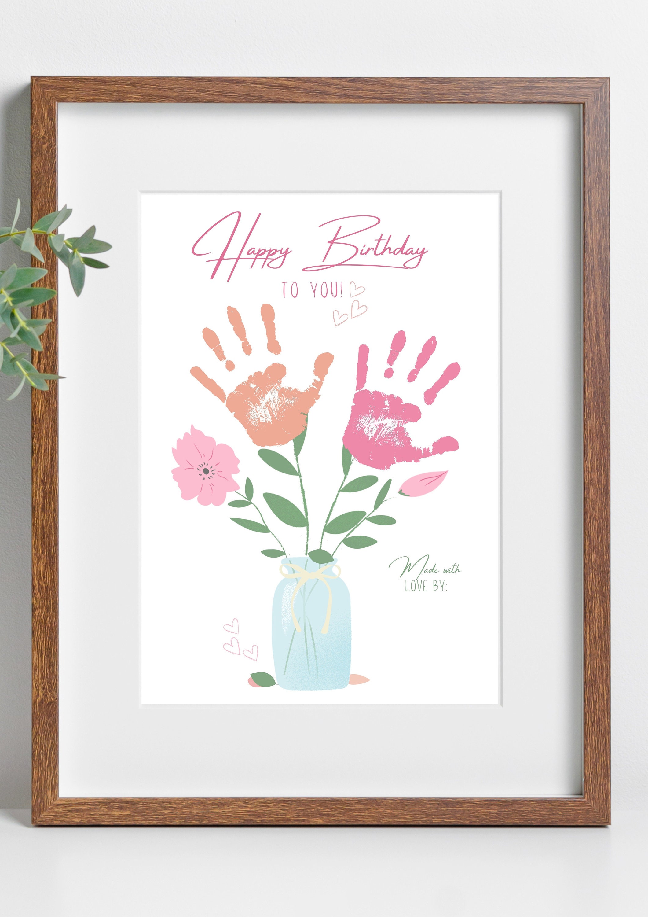 DIY Handprint Art Custom Birthday Gift Printable Happy Birthday ...