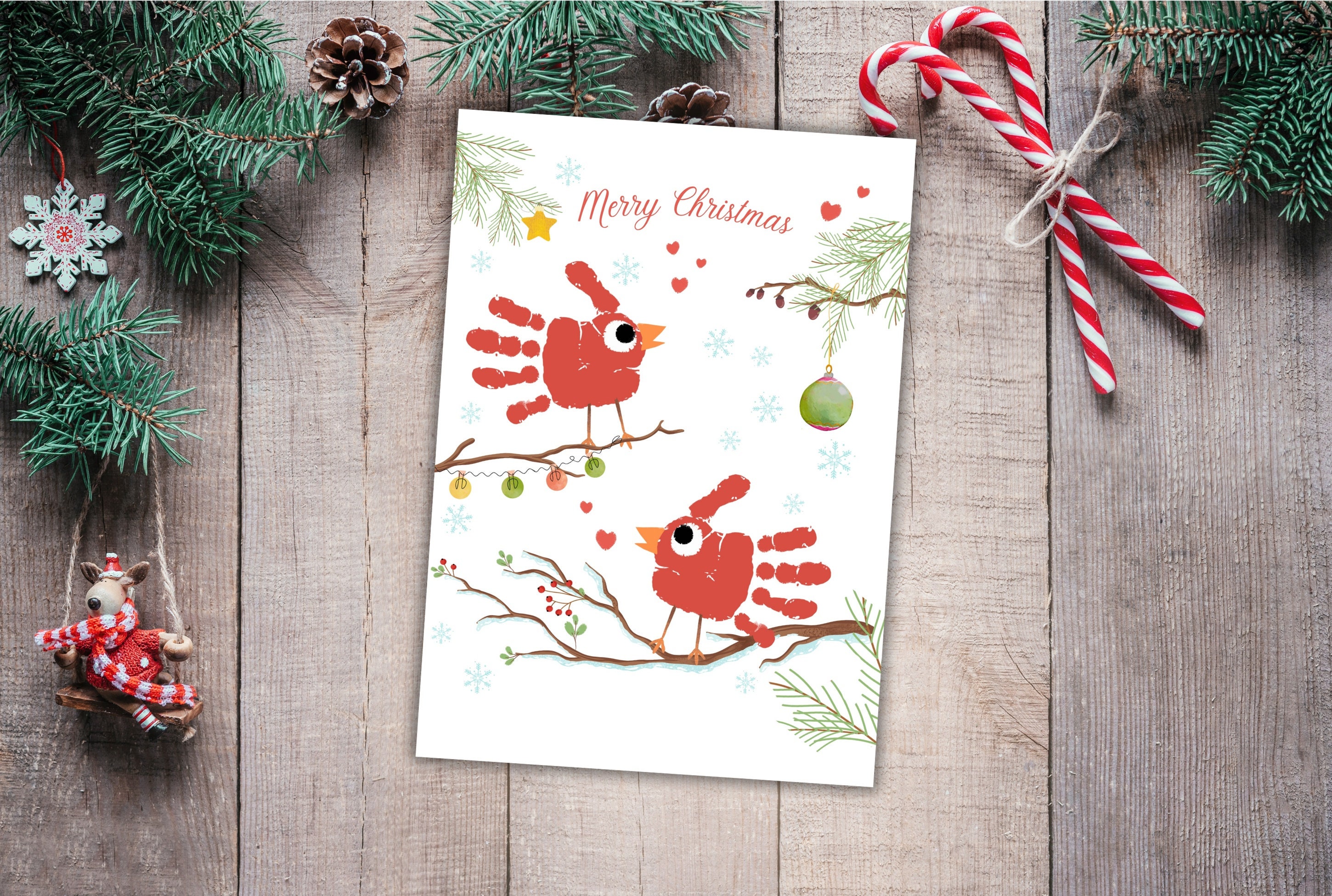DIY Robin Cardinal Handprint Bird 2 Two Birds Kids Activity Christmas ...