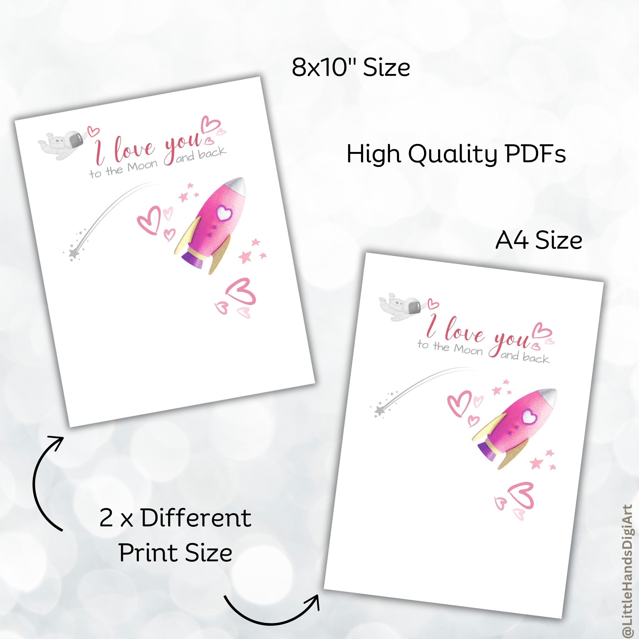 Valentines Day Handprint Art Kids DIY Activity I Love You to the Moon ...