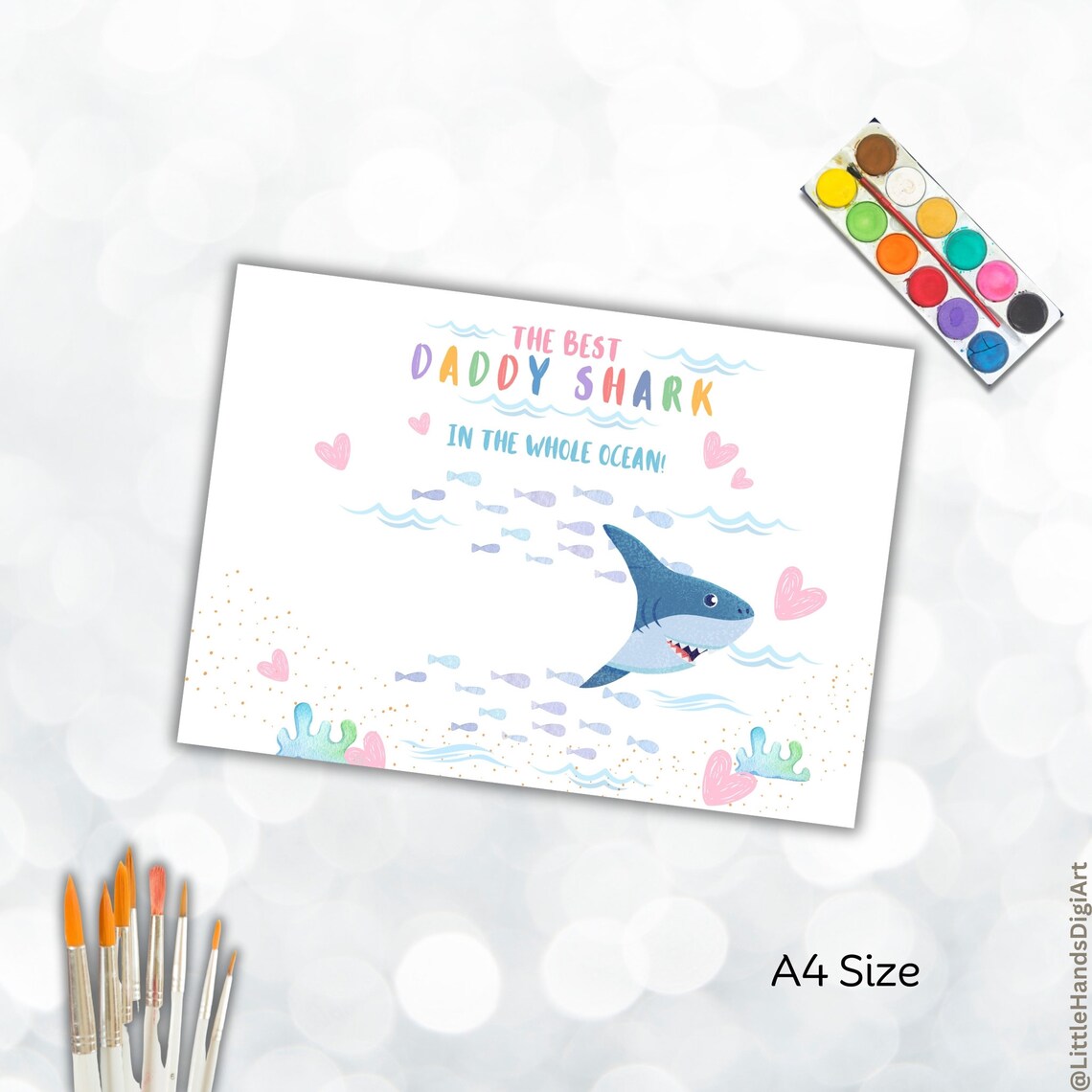 DIY Kids Activity Handprint Father's Best Daddy Shark Footprint Art ...