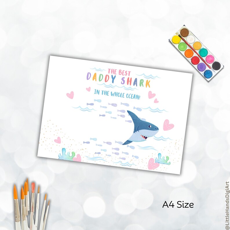 DIY Kids Activity Handprint Father's Best Daddy Shark Footprint Art ...