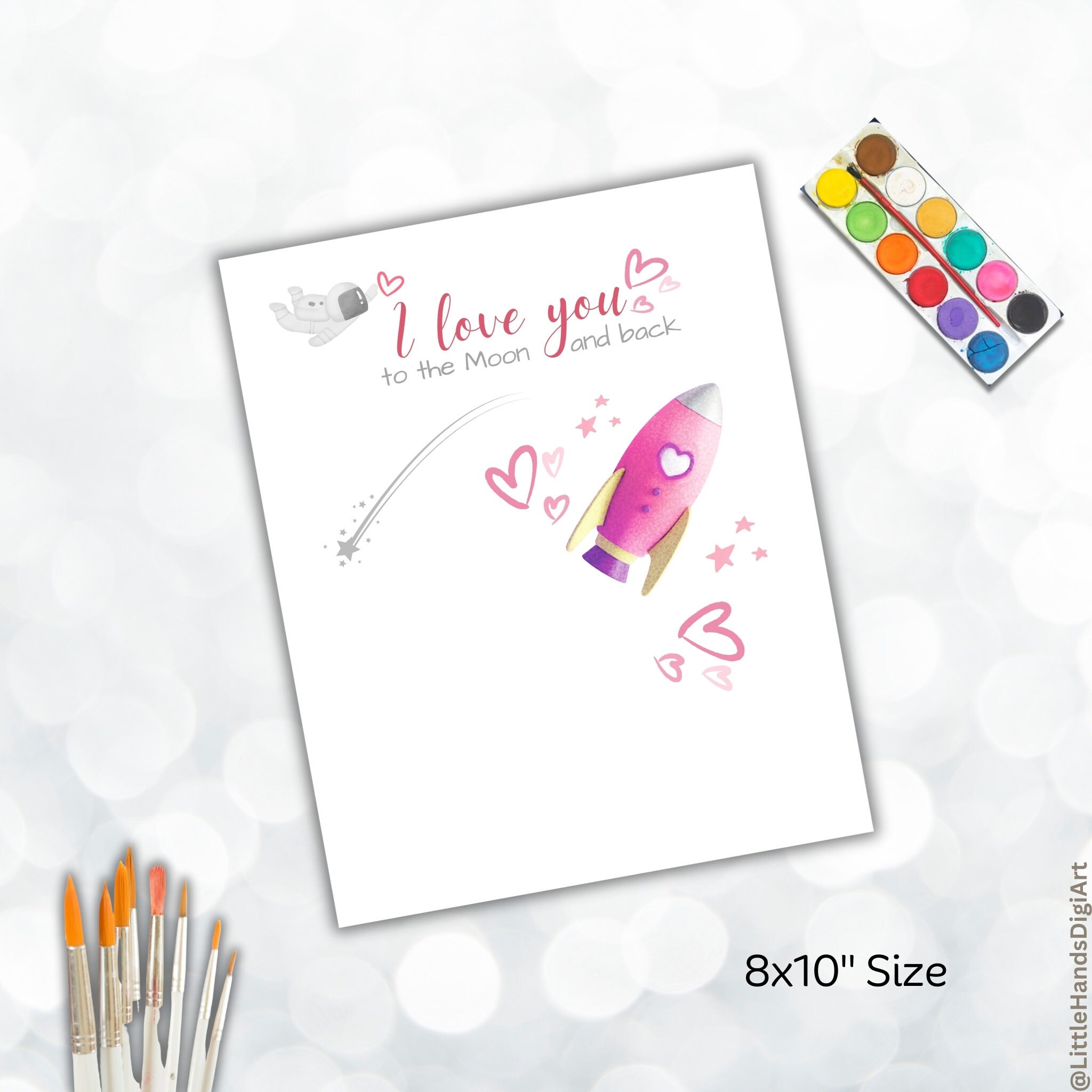 Valentines Day Handprint Art Kids DIY Activity I Love You to the Moon ...