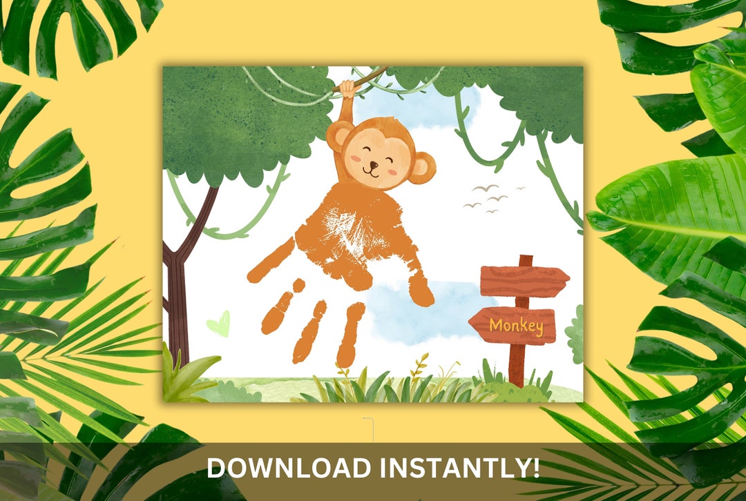 Monkey Handprint Art, Monkey Jungle Animals Handprint, Keepsake ...