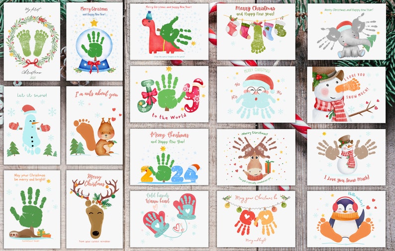 42 Design DIY Christmas Handprint Footprint Kids Activity Bundle Art ...