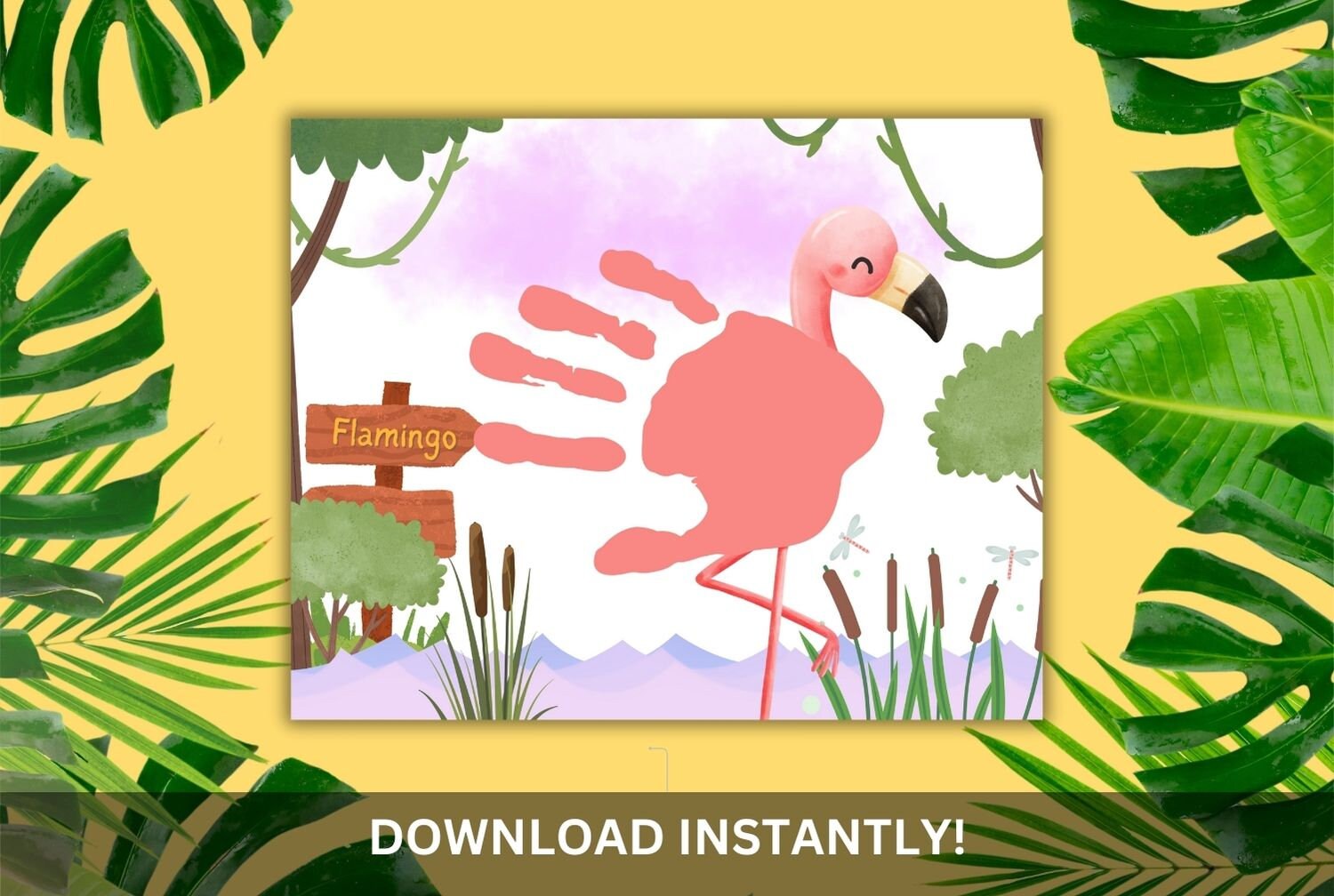 DIY Flamingo Handprint Activity for Kids Flamingo Handprint Jungle ...