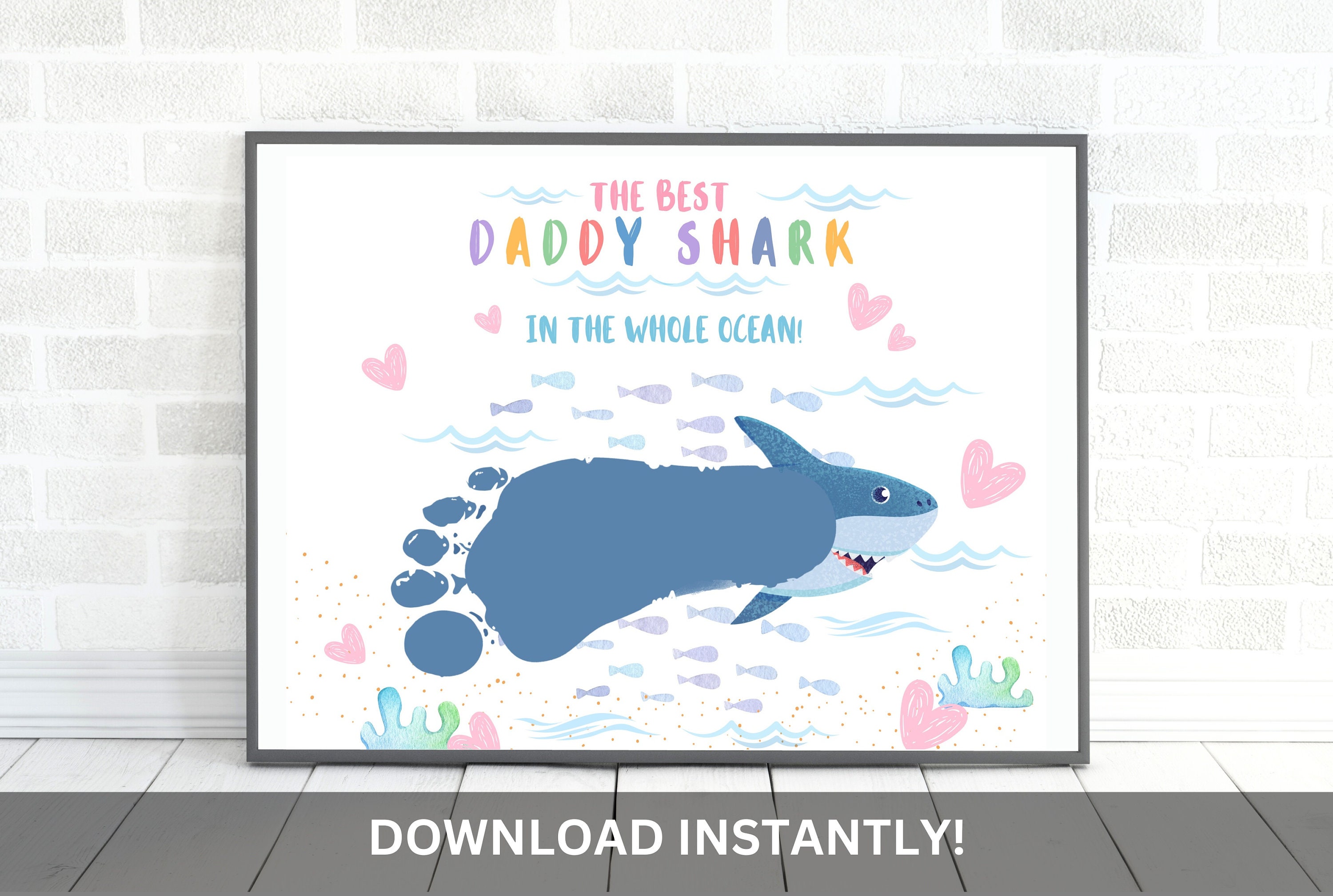 DIY Kids Activity Handprint Father's Best Daddy Shark Footprint Art ...
