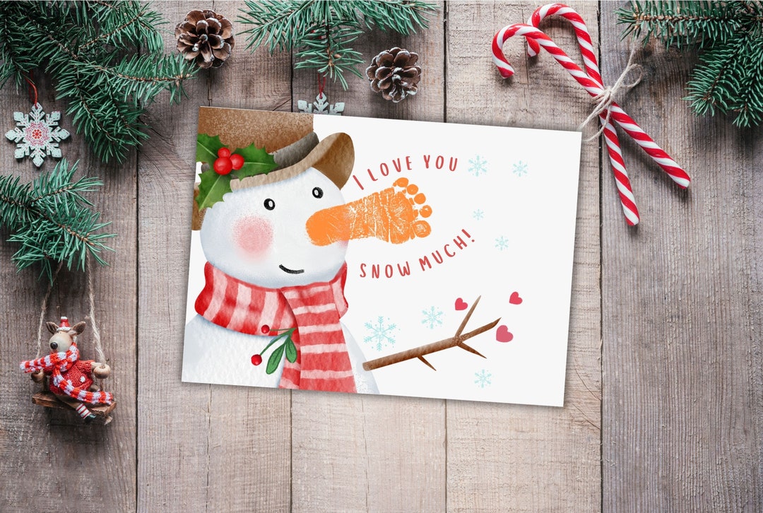 Kids Activity DIY Handprint Snowman Art I Love You Snow Much Christmas ...