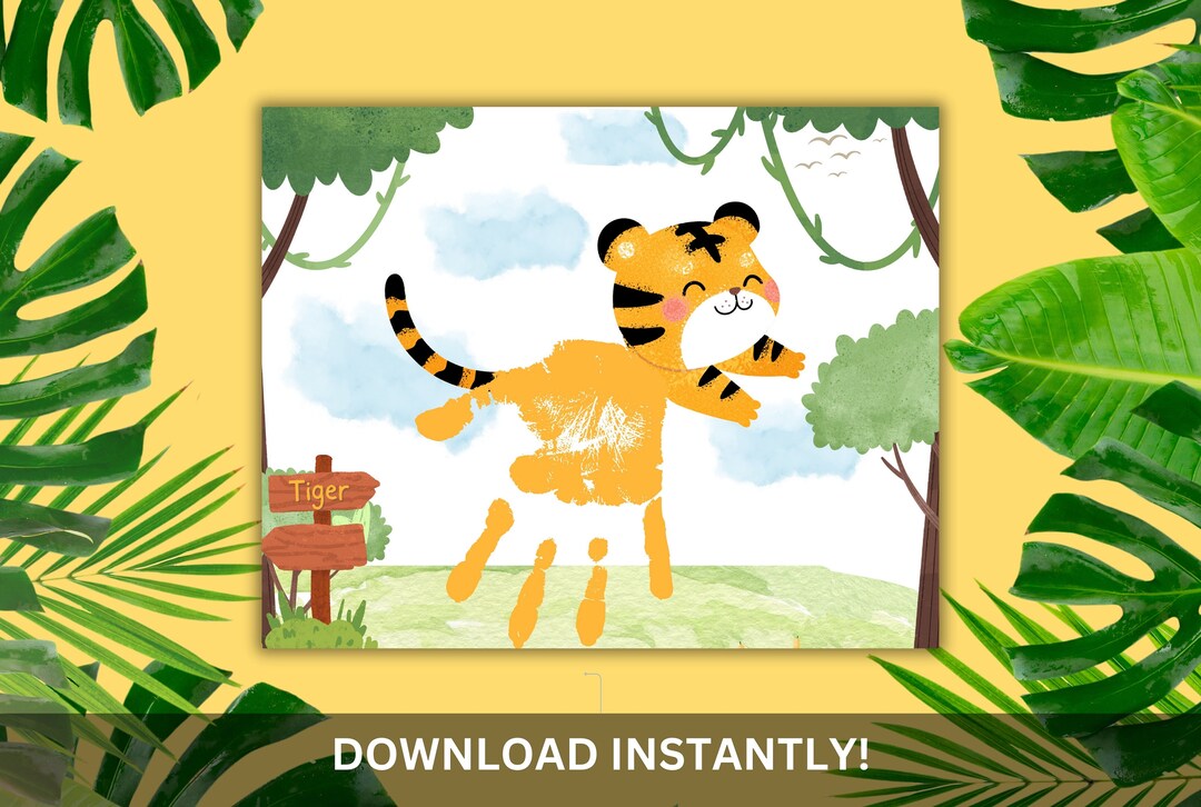 DIY Tiger Handprint Activity for Kids Tiger Handprint Jungle Animals ...